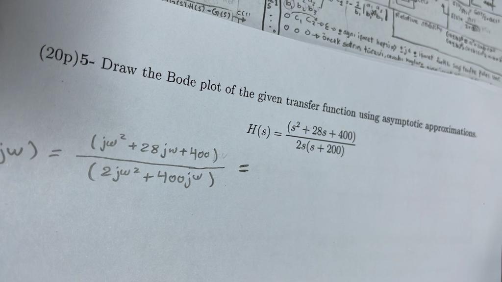 Solved (20p)5− Draw the Bode plot of the given transfer | Chegg.com
