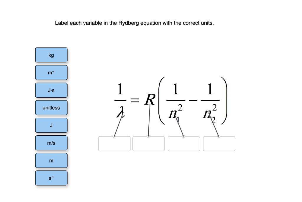 Solved Label each variable in the Rydberg equation with the | Chegg.com Solved Label each variable in the Rydberg equation with the | Chegg.com