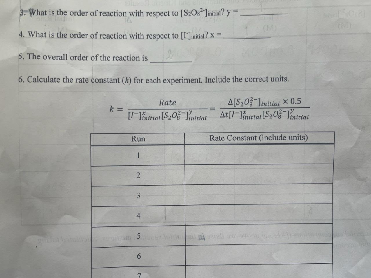 Solved Table 2 (rennrt): exnerimental data for Part A Note: | Chegg.com