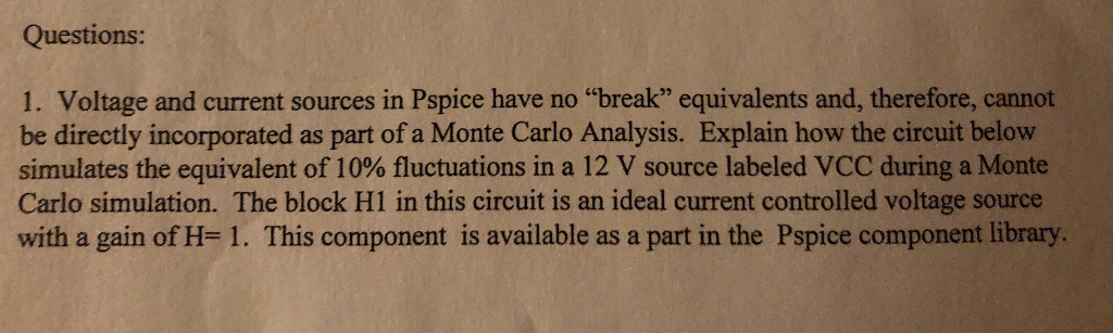 Questions: 1. Voltage and current sources in Pspice | Chegg.com