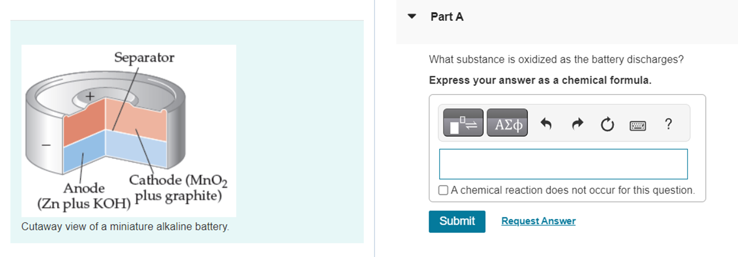 Solved What substance is oxidized as the battery discharges? | Chegg.com