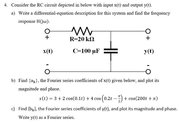 Solved Consider the RC circuit depicted in below with input | Chegg.com