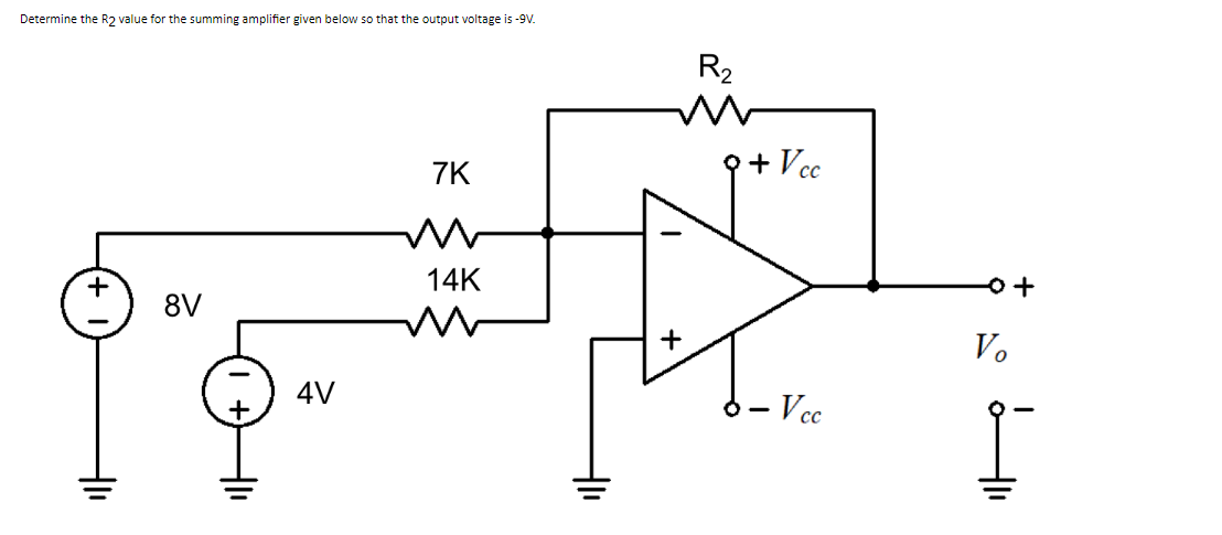 Solved Determine the R 2 value for the summing amplifier | Chegg.com