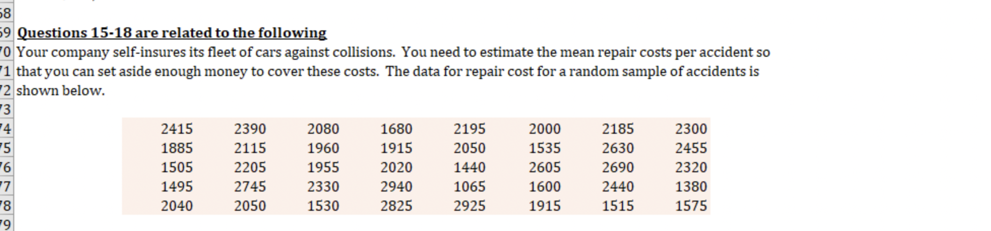 Solved Questions 15−18 are related to the following Your | Chegg.com