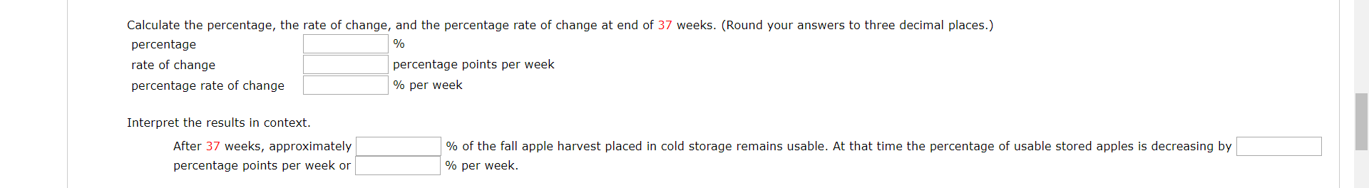 Solved The table shows the percentage of fall harvest apples | Chegg.com