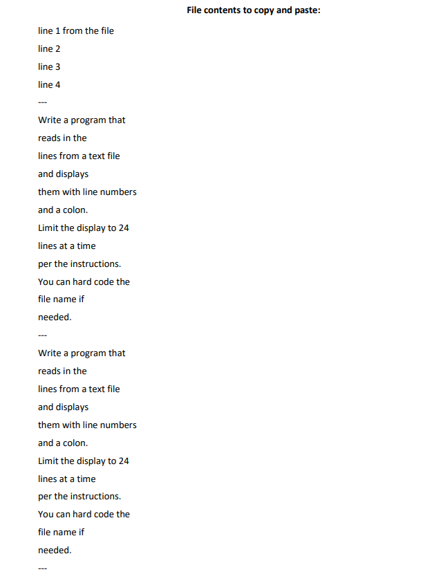 Solved Write a program that requests a file name, and reads | Chegg.com