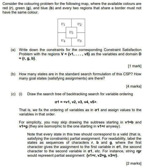 Solved Consider the colouring problem for the following map, | Chegg.com