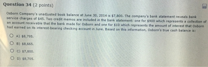 Solved Osborn Company's unadjusted book balance at June 30, | Chegg.com