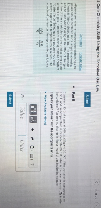 Solved Core Chemistry Skill: Using the Combined Gas Law 13 | Chegg.com