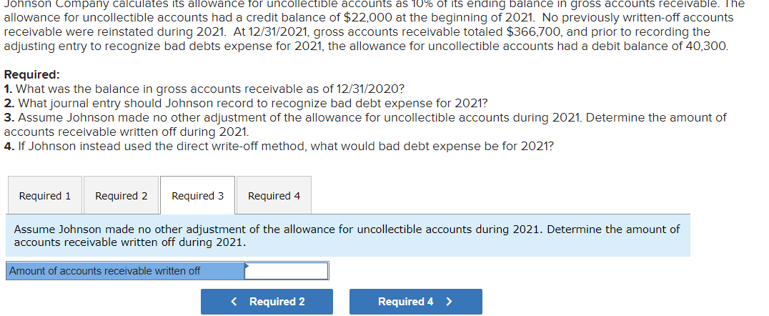 Solved Johnson Company calculates its allowance for | Chegg.com