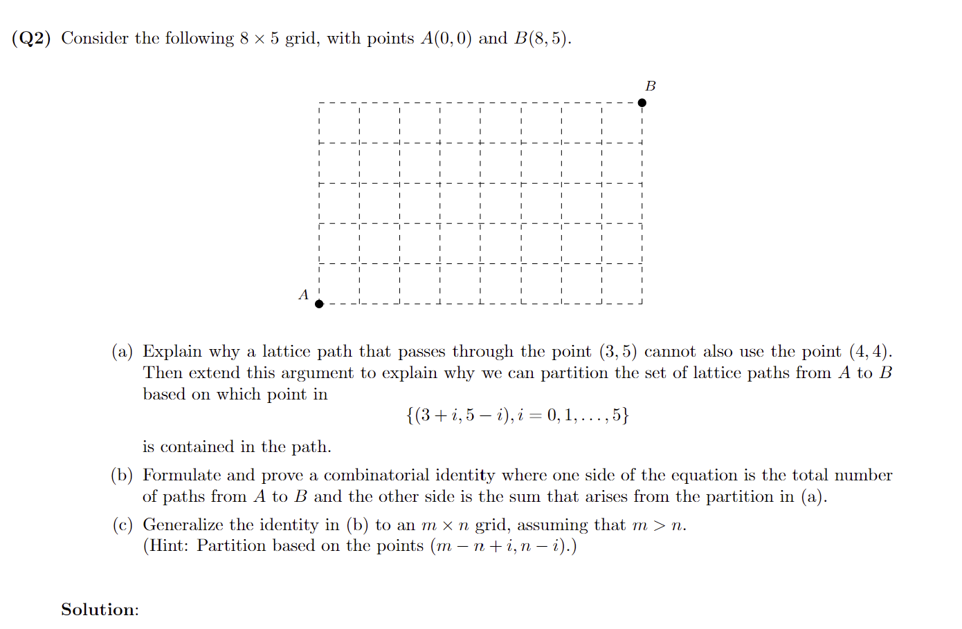 Solved (Q2) ﻿Consider the following 8×5 ﻿grid, with points | Chegg.com