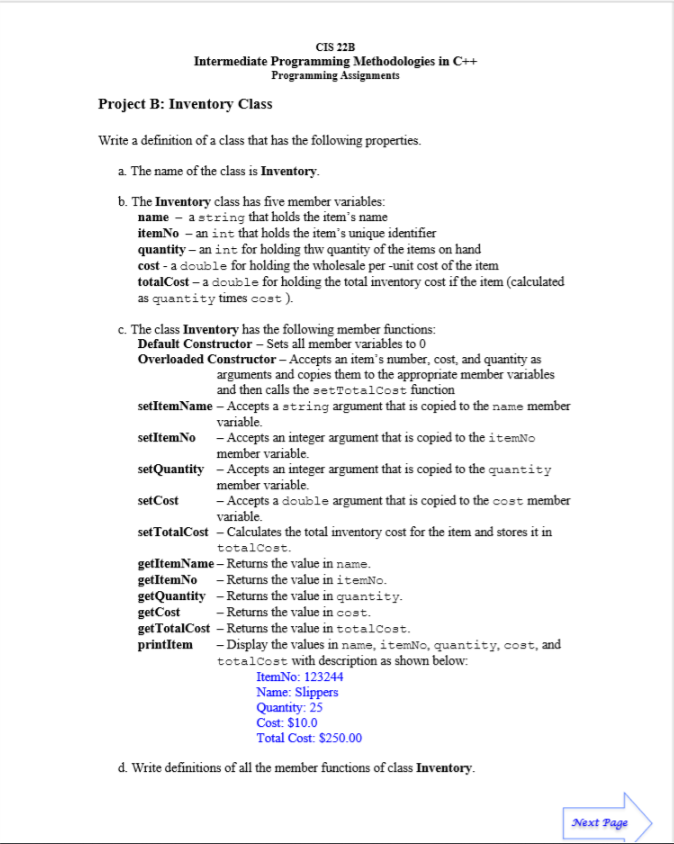 Solved Cis 22b Intermediate Programming Methodologies In C 9083