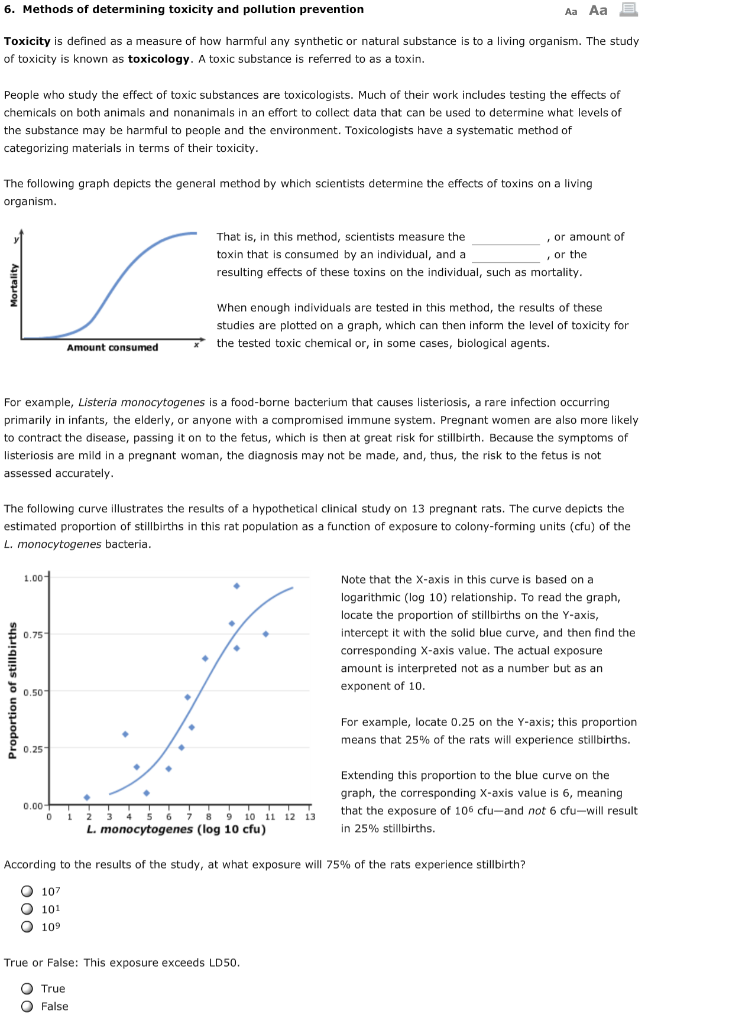 Solved 6. Methods of determining toxicity and pollution | Chegg.com