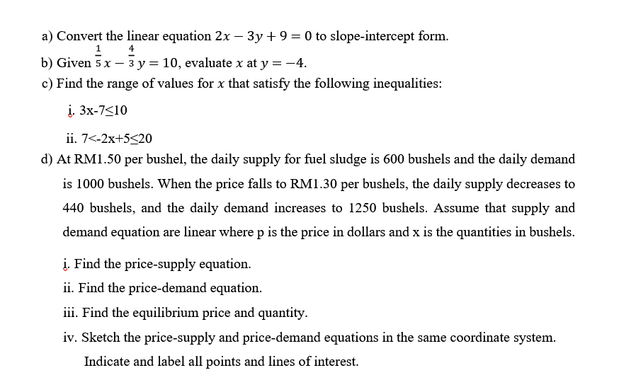 Solved a) Convert the linear equation 2x – 3y + 9 = 0 to | Chegg.com