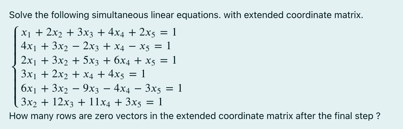 Solved Solve the following simultaneous linear equations. | Chegg.com