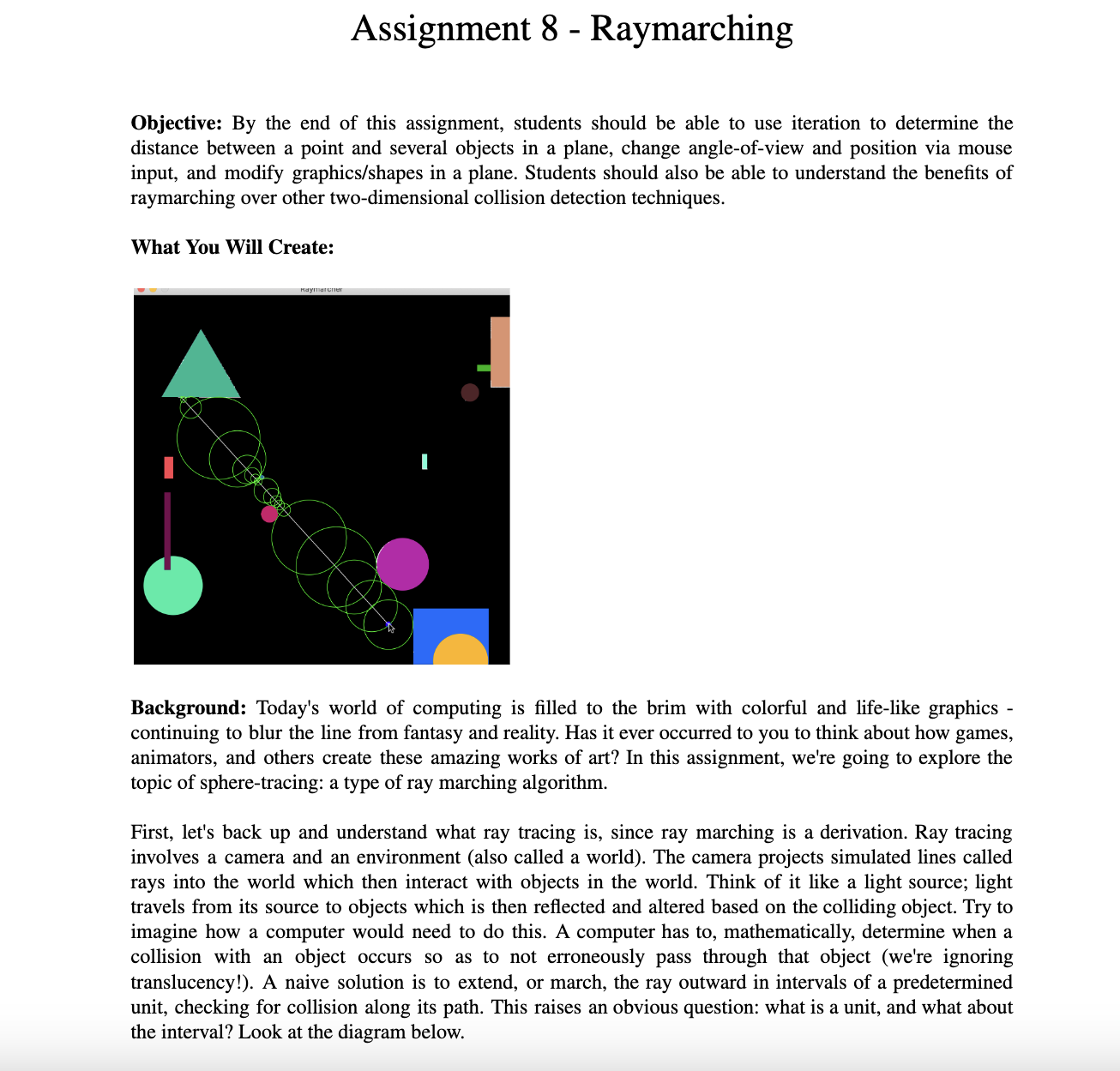 Assignment 8 - Raymarching Objective: By the end of | Chegg.com