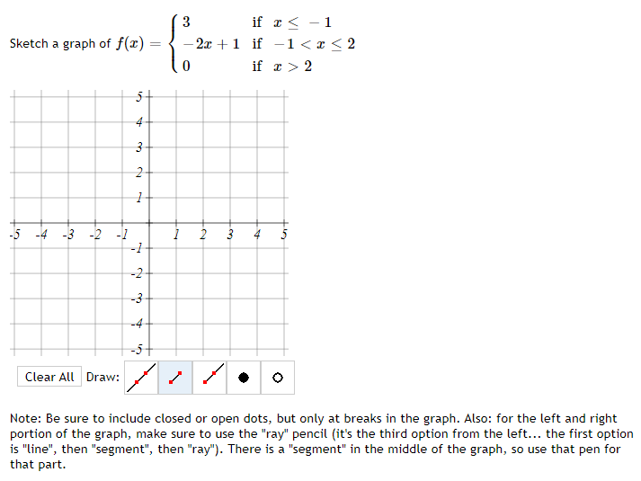 Solved Sketch a graph of \( f(x)=\left\{\begin{array}{ll}3 & | Chegg.com
