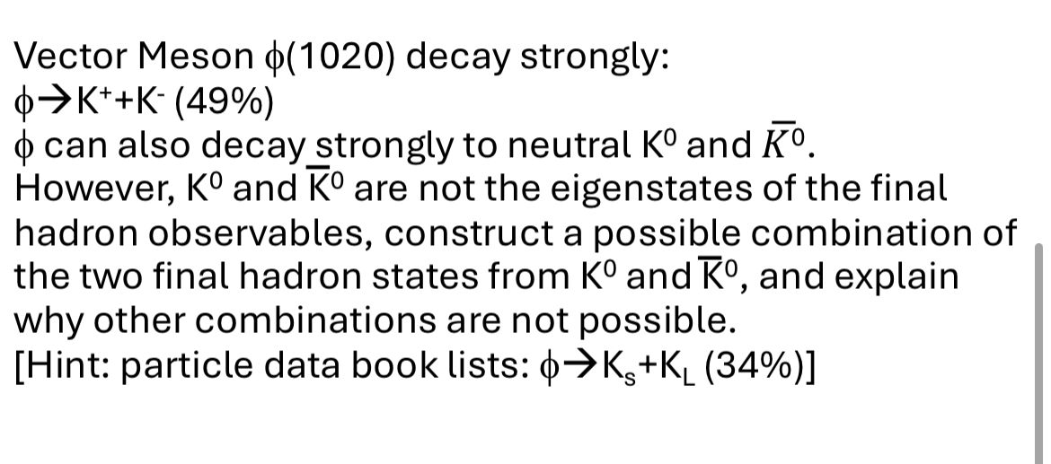 Solved Vector Meson \phi (1020) ﻿decay strongly:\phi | Chegg.com