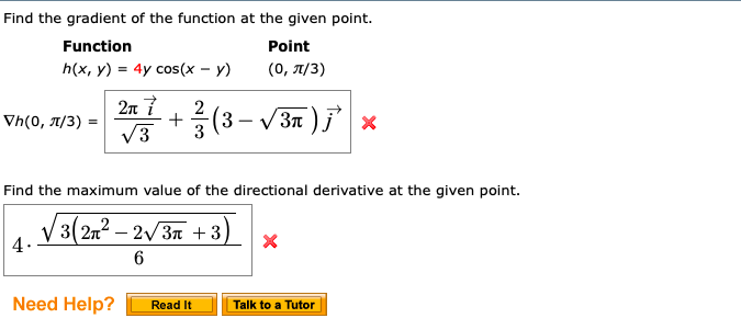 Solved Find the gradient of the function at the given point. | Chegg.com