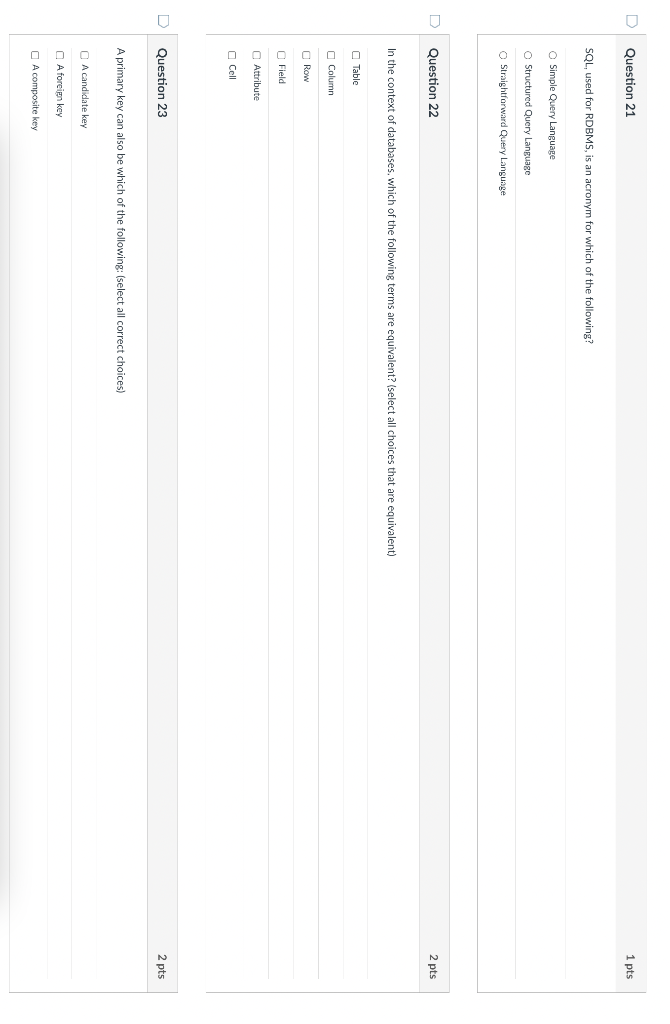 Solved SQL, used for RDBMS, is an acronym for which of the | Chegg.com