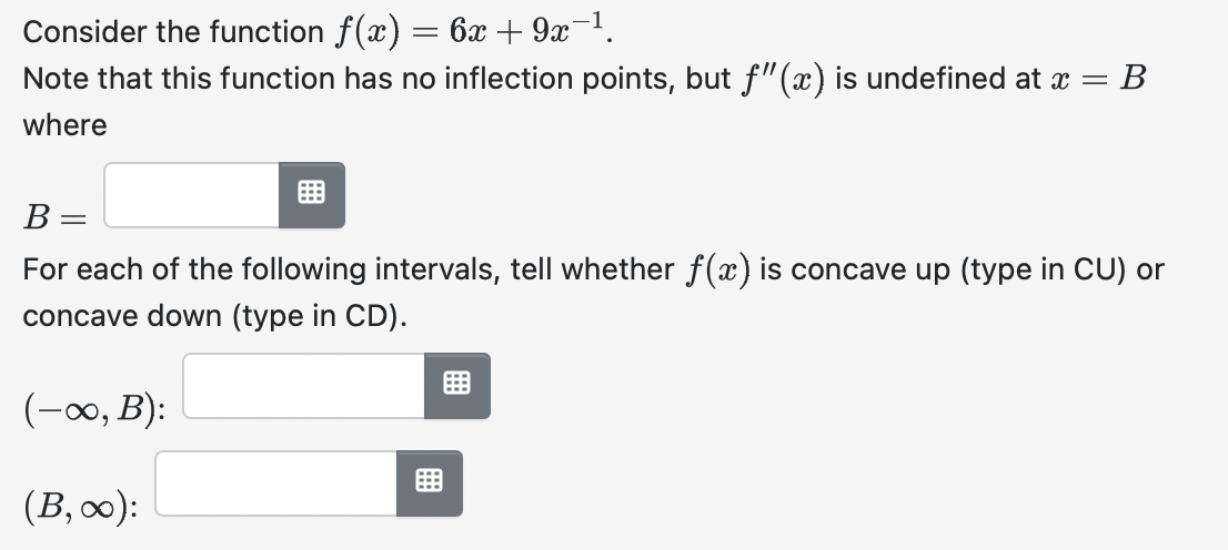Solved Consider the function f(x)=6x+9x-1Note that this | Chegg.com
