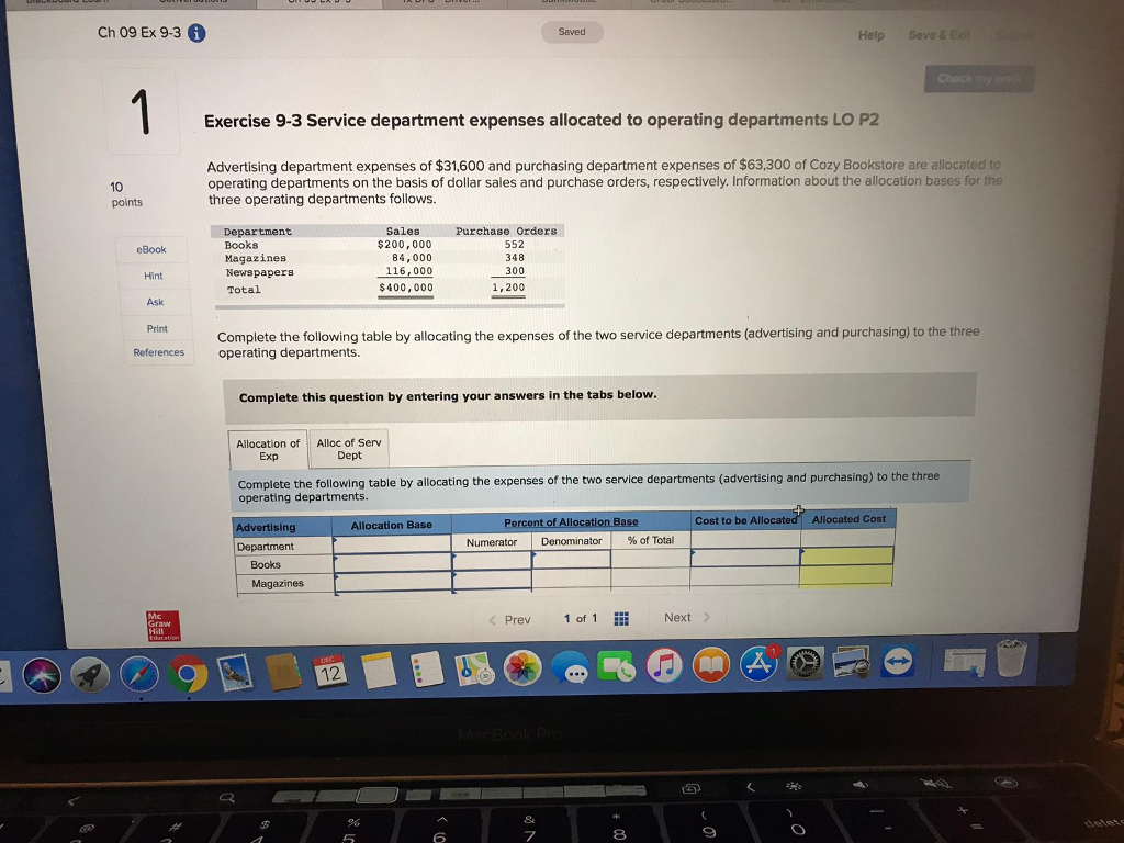 Solved Ch 09 Ex 9.3 6 Help Seve & E Exercise 9-3 Service | Chegg.com