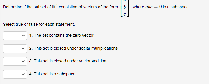 Solved Determine if the subset of R3 consisting of vectors | Chegg.com