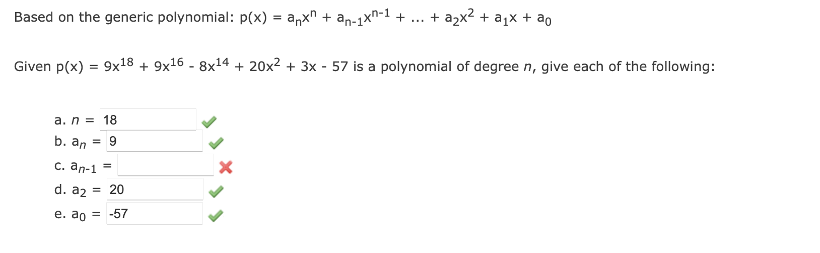 Solved Based on the generic polynomial: | Chegg.com