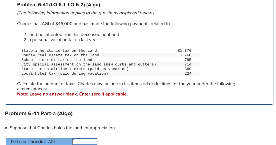 Solved Problem 6-41 (LO 6-1, ﻿LO 6-2) (Algo)[The following | Chegg.com