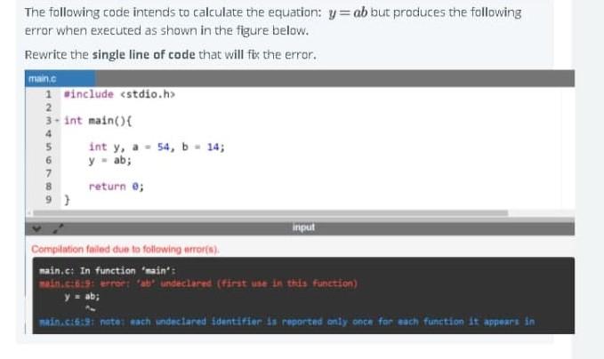 Solved The following code intends to calculate the equation: | Chegg.com