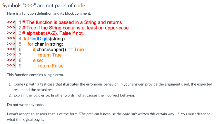 Solved Symbols ">>>" are not parts of code. Here is a | Chegg.com