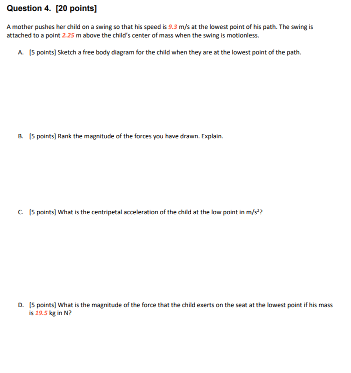Solved Question 4. [20 ﻿points]A mother pushes her child on | Chegg.com