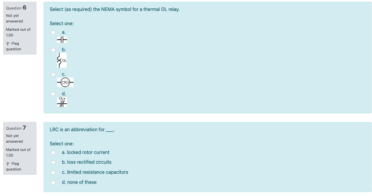 Solved Question 6 Select (as required) the NEMA symbol for a | Chegg.com
