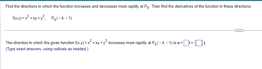 Solved Find the directions in which the function increases | Chegg.com