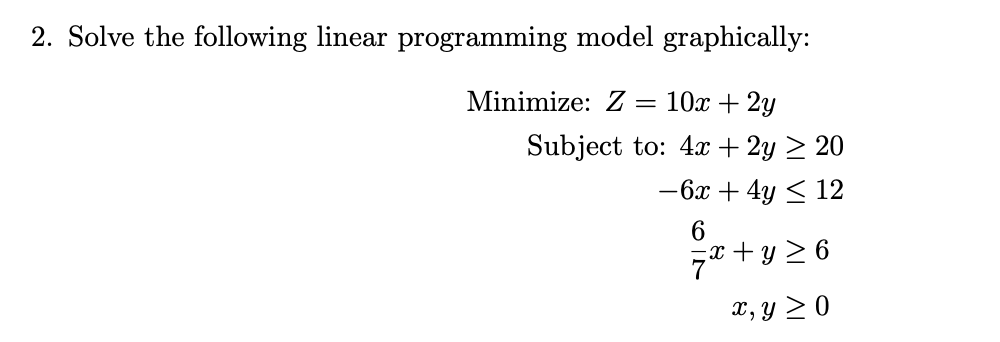 Solved 2. Solve the following linear programming model | Chegg.com