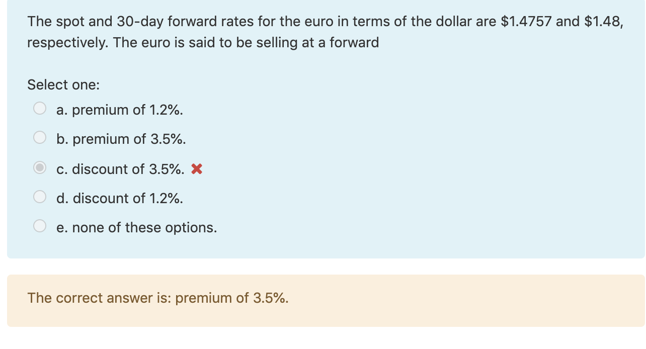 Solved The Spot And 30 day Forward Rates For The Euro In Chegg