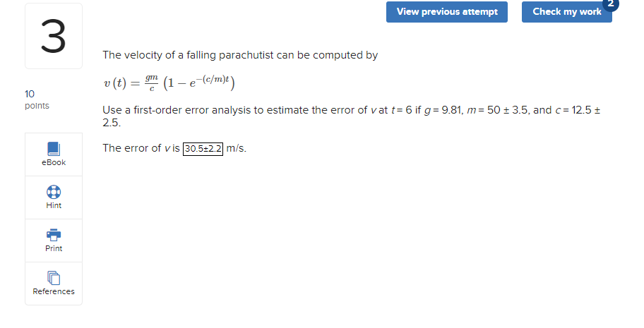 Solved The velocity of a falling parachutist can be computed | Chegg.com