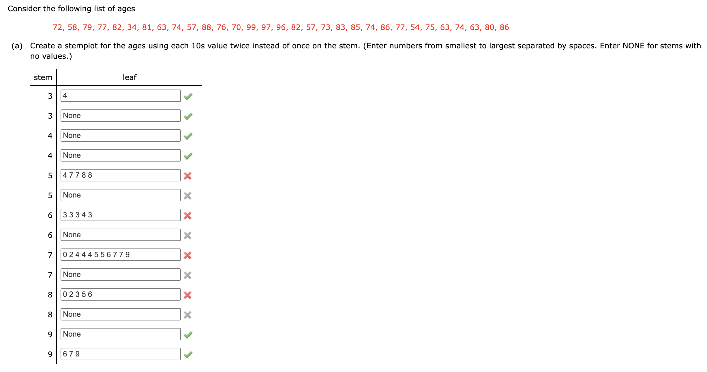 Solved Consider the following list of ages | Chegg.com