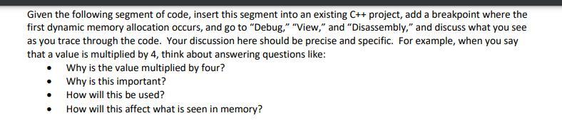 Given the following segment of code, insert this | Chegg.com