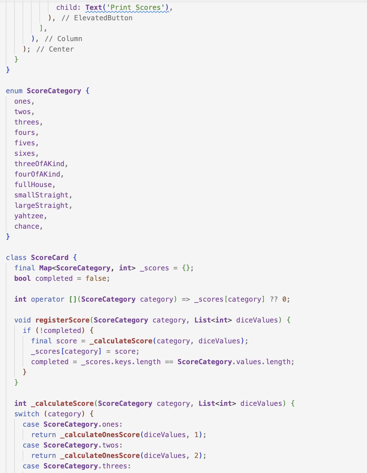 Solved CODE A YAHTZEE GAME IN DART PROGRAMMING LANGUAGE TO | Chegg.com