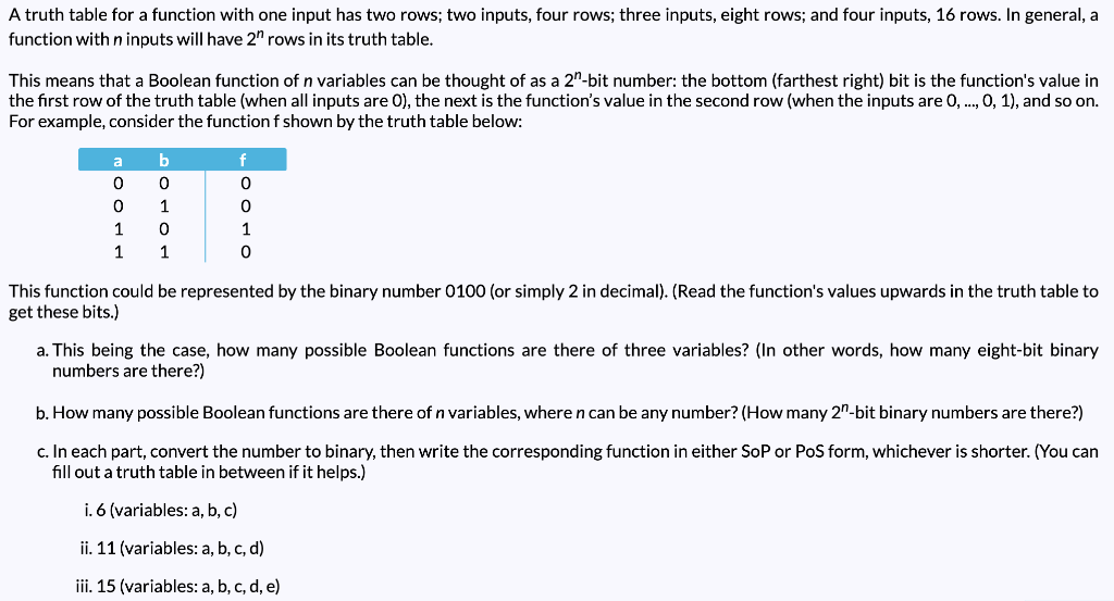 Solved A truth table for a function with one input has two | Chegg.com