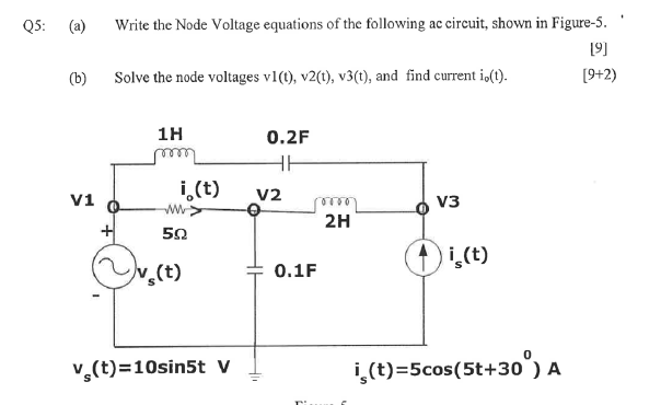 Solved (a) Write the Node Voltage equations of the following | Chegg.com