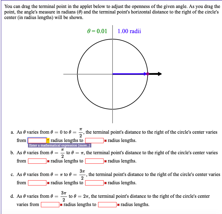 You can drag the terminal point in the applet below | Chegg.com