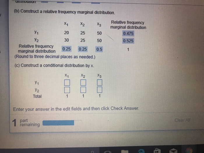 Solved (b) Construct a relative frequency marginal | Chegg.com Solved (b) Construct a relative frequency marginal | Chegg.com