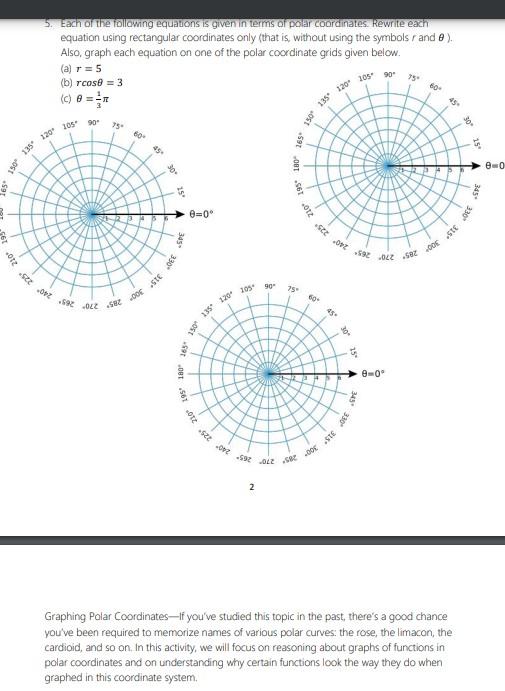 Solved 5. Each of the following equations is given in terms | Chegg.com