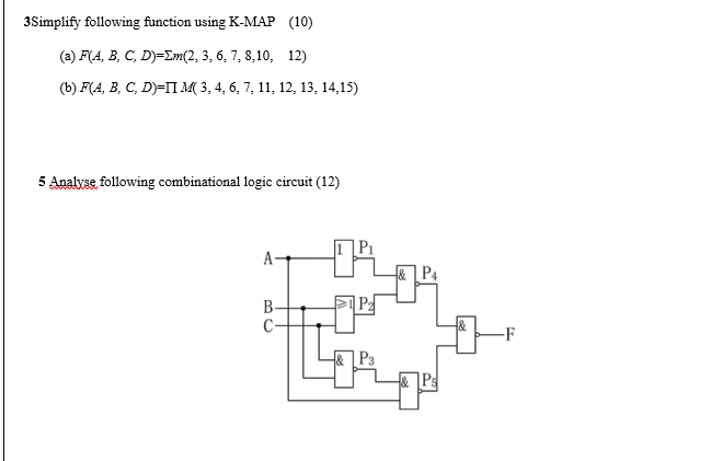 Solved 3simplify Following Function Using K Map 10 A 