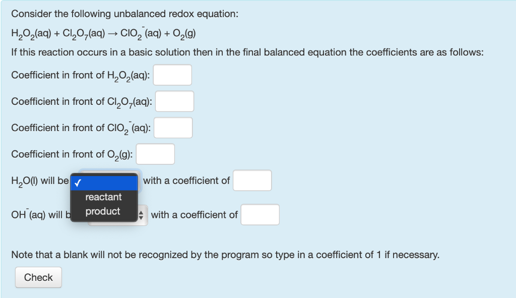 Solved Consider the following unbalanced redox equation: | Chegg.com