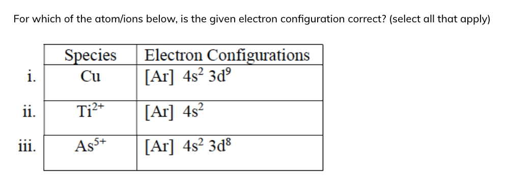 Solved i, ii, iii, or none of above. im confused if its 3d10 | Chegg.com