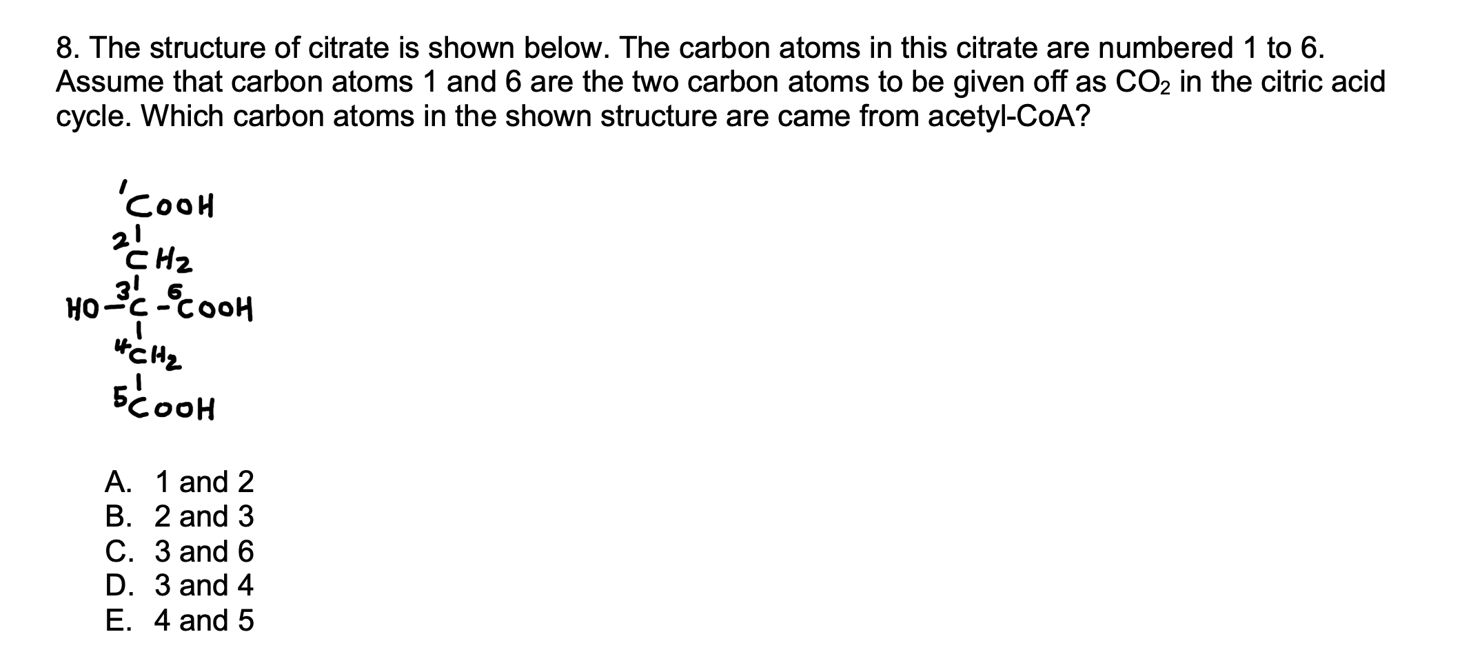 Solved 8. The structure of citrate is shown below. The | Chegg.com