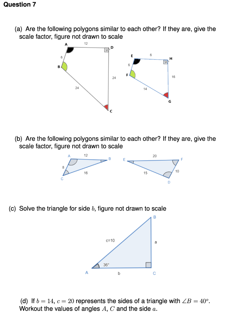 Solved Question 7 (a) Are the following polygons similar to | Chegg.com